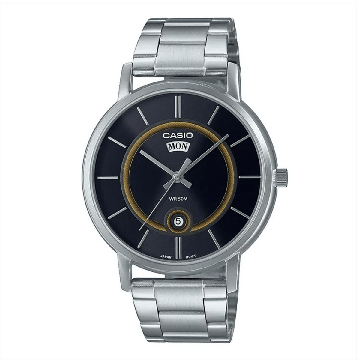Reloj Casio Plata/Negro MTP-B120D-1AV - Tienda Xtrim